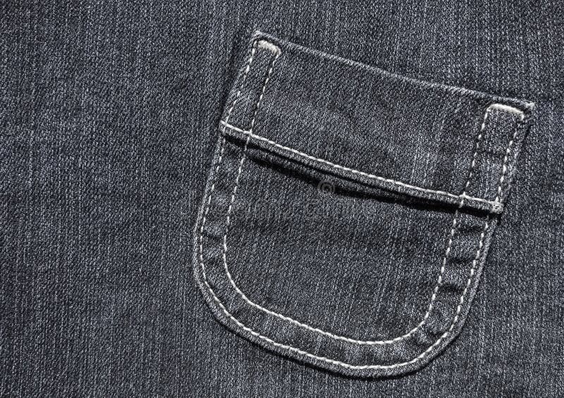 Diagonal Pocket on Black Denim with White Stitches Stock Photo - Image ...