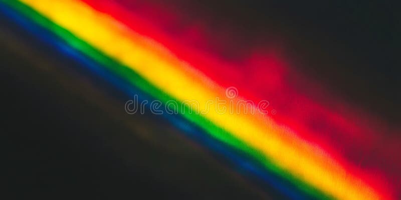 Diagonal Rainbow Spectrum Spreading Luminous Colors Across Deep Black ...