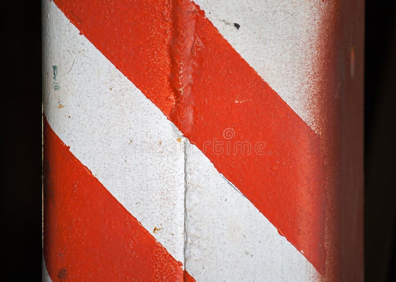 Diagonal Red and White Bands on a Pillar Stock Photo - Image of banded ...