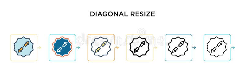 Diagonal Resize Vector Icon in 6 Different Modern Styles. Black, Two ...