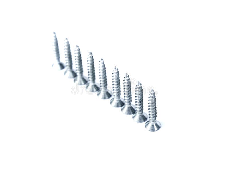 Diagonal Row of Metal Screws Stock Photo - Image of chrome, industry ...