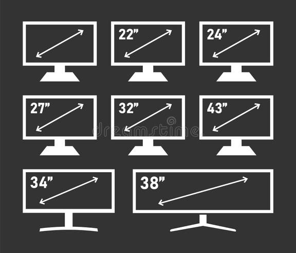 Diagonal Screen Size in Inches, Display Different Diagonal Sizes Stock ...