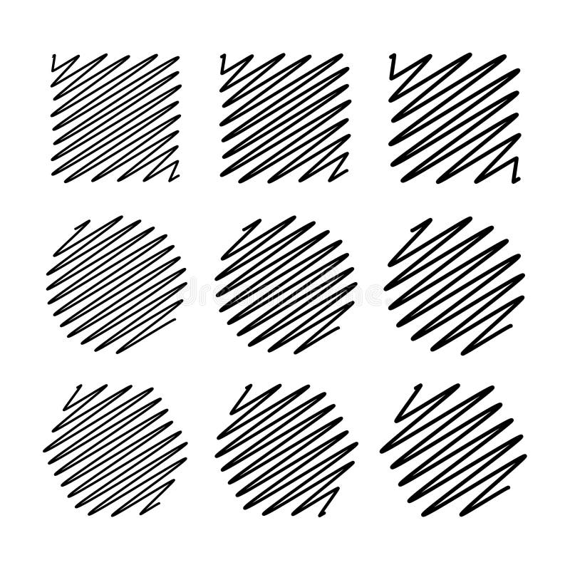 Diagonal Scribble Sketch Set. Hand-Drawn Abstract Shapes Vector ...