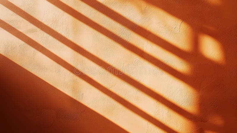 Diagonal Shadows are Cast on a Textured Orange Wall by Sunlight Shining ...