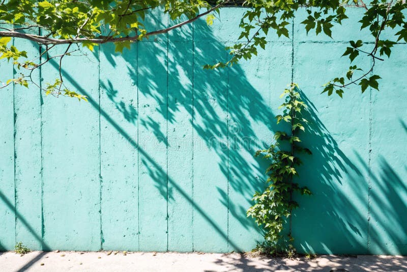 Diagonal Leaf Shadows on Teal Concrete Wall Stock Illustration ...