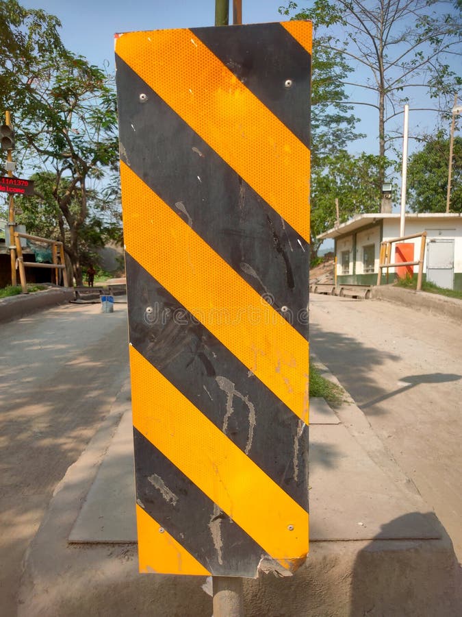 Diagonal Striped Warning Sign. Stock Image - Image of caution, arrow ...