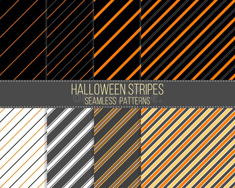 Halloween Stripes Vector Pattern. Orange, Black And White Diagonal And ...