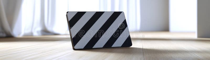 Diagonal Stripes Tablet Mockup Minimalist Composition, Wood Floor, 3D ...