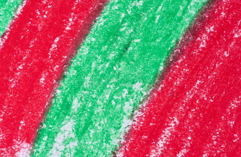 Diagonal Strokes Made with Red and Green Crayons on a White Surface ...