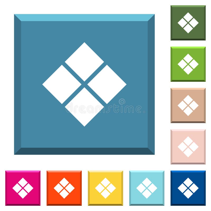 Diagonal Tile Pattern White Icons on Edged Square Buttons Stock Vector ...