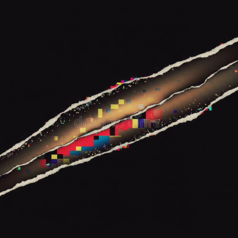 Diagonal Torn Paper with Pixelated Glitch Effect Stock Illustration ...