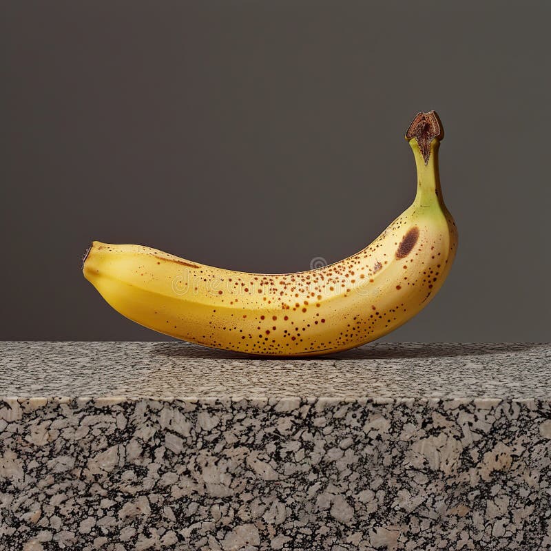 Diagonal View of a Banana on a Granite Table Stock Illustration ...