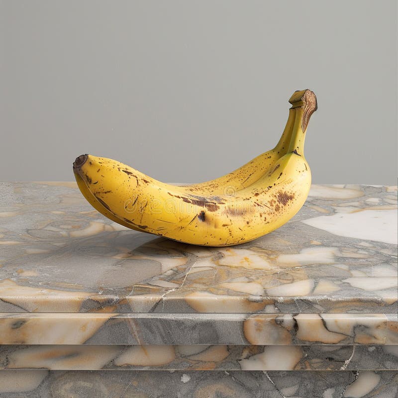 Diagonal View of a Banana on a Granite Table Stock Illustration ...