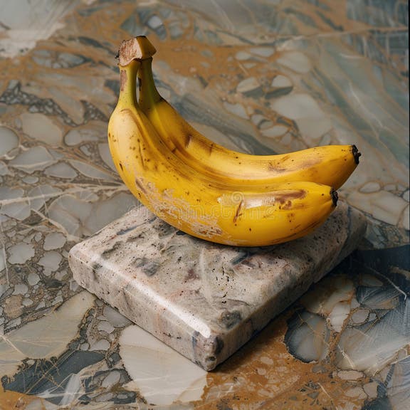 Diagonal View of a Banana on a Granite Table Stock Illustration ...