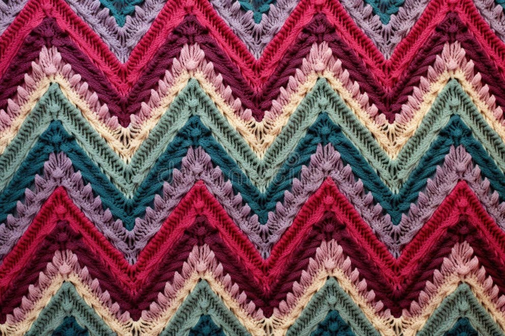 Diagonal View of a Crochet Scarf with Repeating Patterns Stock Image ...