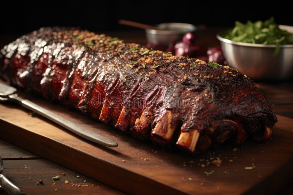 Diagonal View of a Half Rack of Ribs Stock Image - Image of meat ...