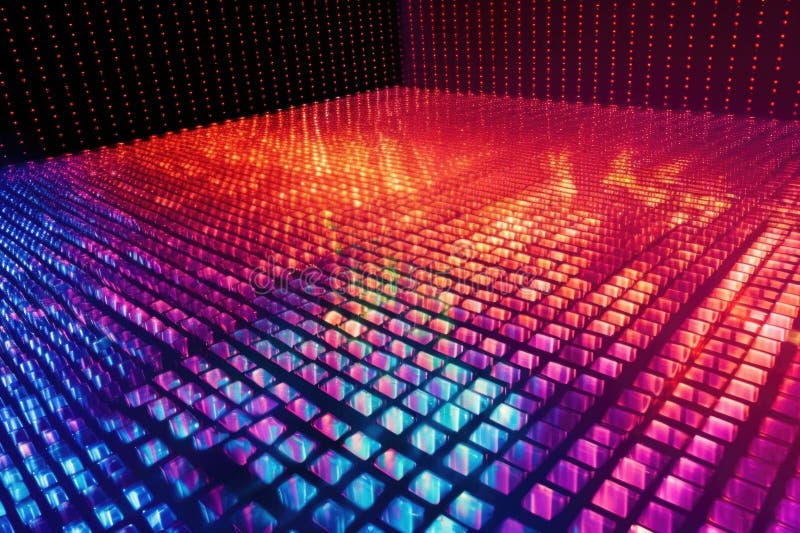 Diagonal View of Led Screen Pixels in a Grid Stock Illustration ...