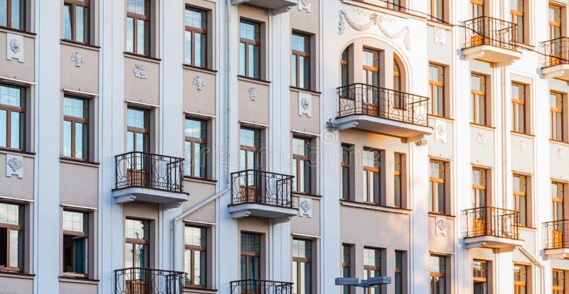 Diagonal View of Pale Building in Sunset Stock Photo - Image of urban ...