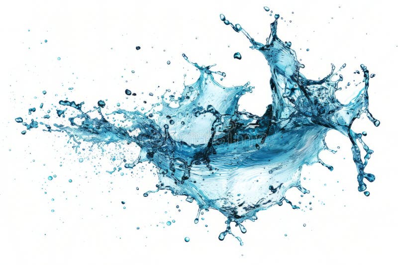 Diagonal Water Splash Isolated on White. Stock Image - Image of current ...