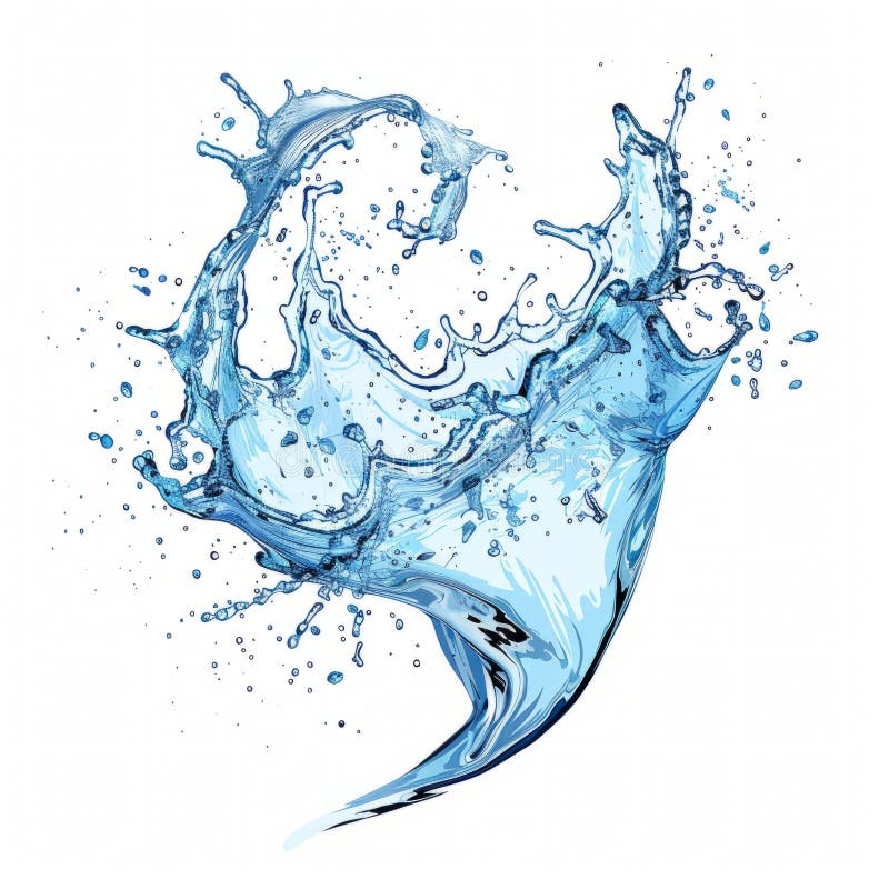 Diagonal Water Splash Isolated on White. Stock Image - Image of wave ...