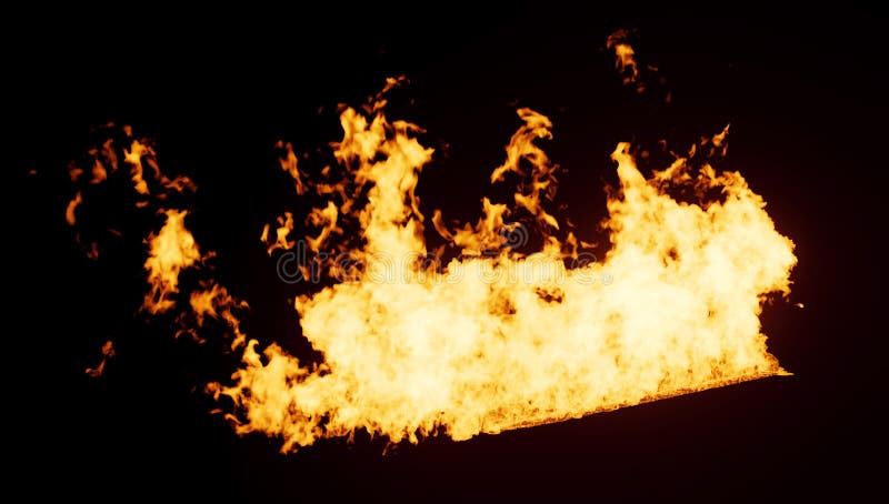 Diagonal Wild Fire Line with a Light Reddish Glow on Black Stock ...