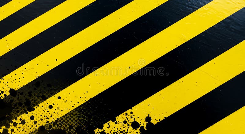 Diagonal Yellow and Black Warning Pattern with Grunge Splatter Texture ...