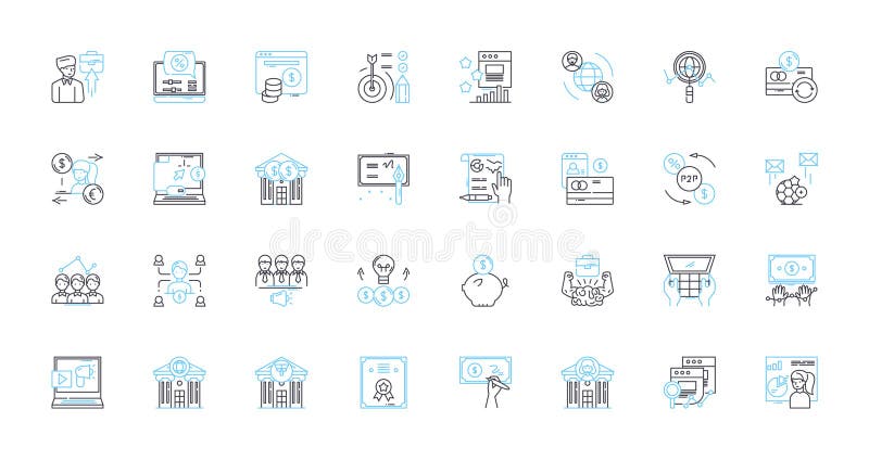 Diagram Banking Linear Icons Set. Visualization, Finance, Graph, Chart ...