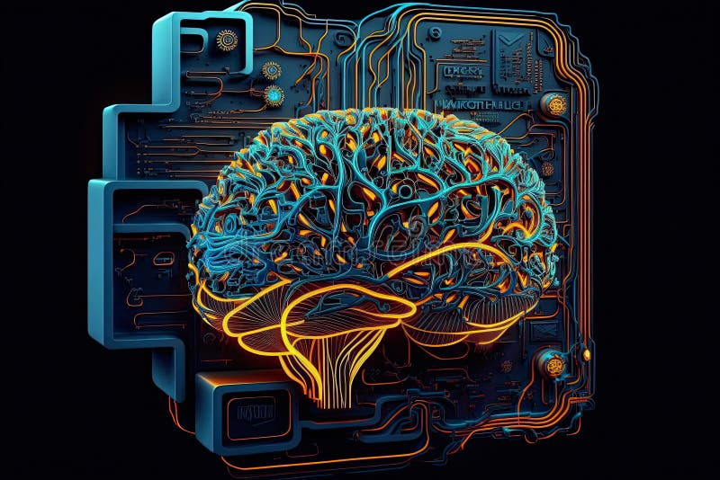 Diagram of Brain of a Artificial Intelligence with a Computing ...