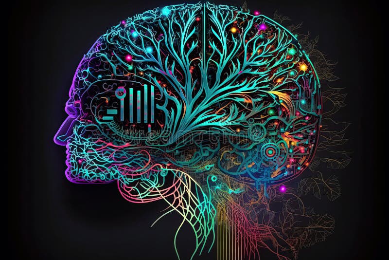 Diagram of Brain of a Artificial Intelligence with a Computing ...