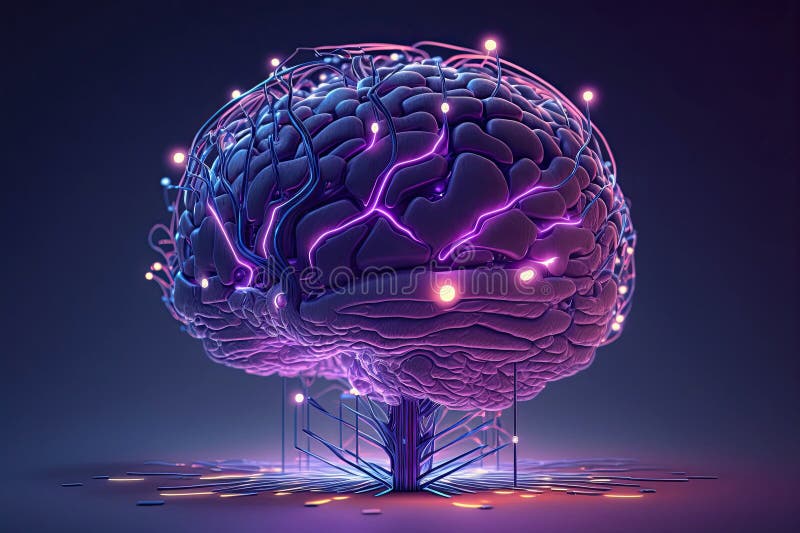 Diagram of Brain of Artificial Intelligence with a Computing Processor ...