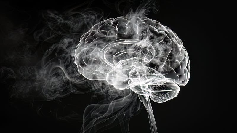 Diagram of a Brain Clouded by Smoke Symbolizing Impaired Cognitive ...