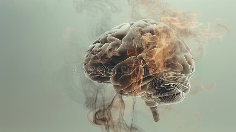 Diagram of a Brain Clouded by Smoke Symbolizing Impaired Cognitive ...
