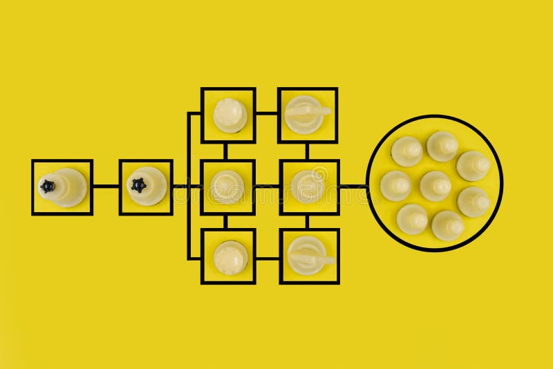 Diagram of Business Process and Workflow with Flowchart. Chess Pieces ...