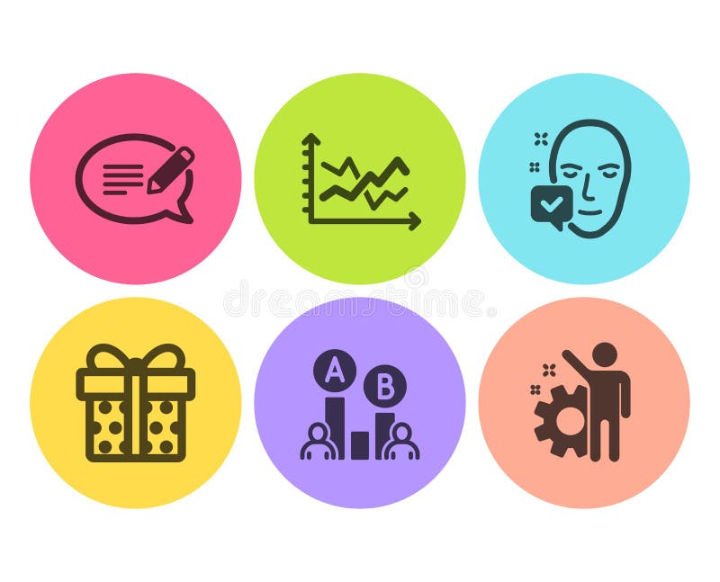 Diagram Chart, Ab Testing and Face Accepted Icons Set. Gift Box ...