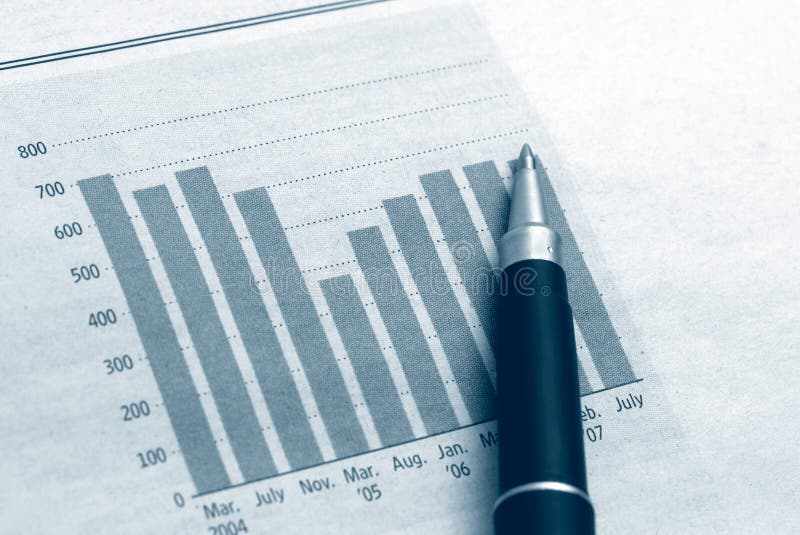 Pen Showing Diagram on Financial Report Stock Image - Image of finance ...