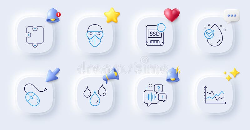 Diagram Chart, Computer Mouse and Water Drop Line Icons. for Web App ...
