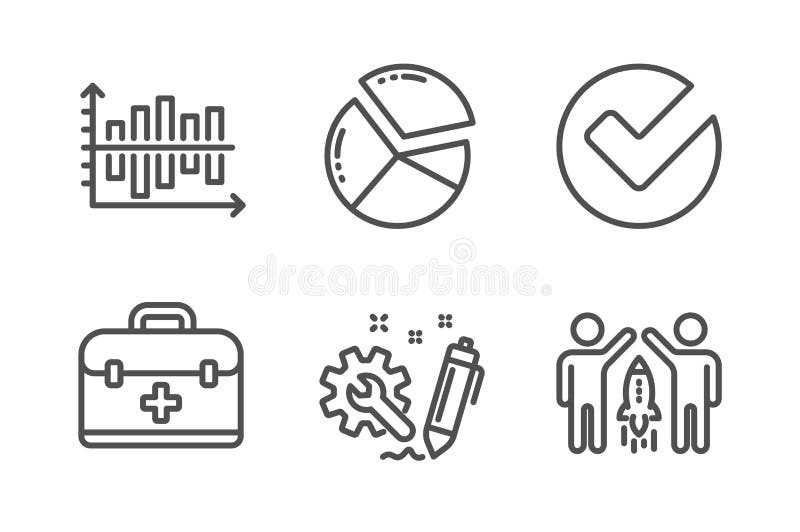 Diagram Chart, First Aid and Verify Icons Set. Engineering, Pie Chart ...
