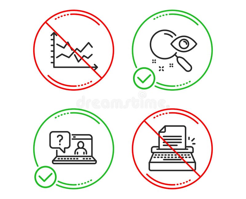 Diagram Chart, Search and Faq Icons Set. Typewriter Sign. Presentation ...
