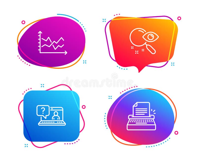 Diagram Chart, Search and Faq Icons Set. Typewriter Sign. Presentation ...
