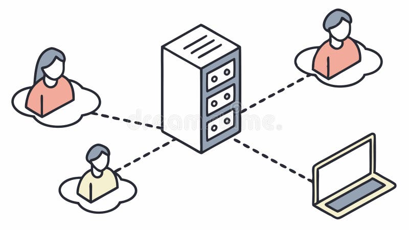 A Diagram of a Client-server Network with Multiple Users, Vector Design ...