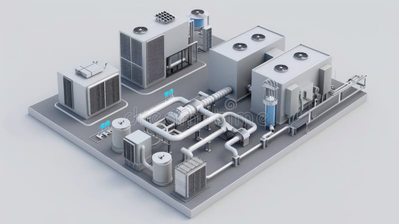 Diagram of Commercial HVAC System Stock Illustration - Illustration of ...