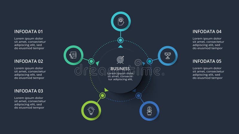 Diagram Concept for Infographic with 5 Steps, Options, Parts or Processes. Template for Web on a ...