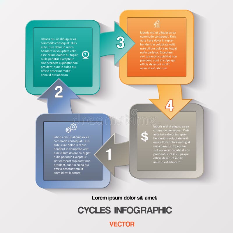 Diagram 8 Cyclic Processes, Step by Step, Colorful Circles in a Stock ...
