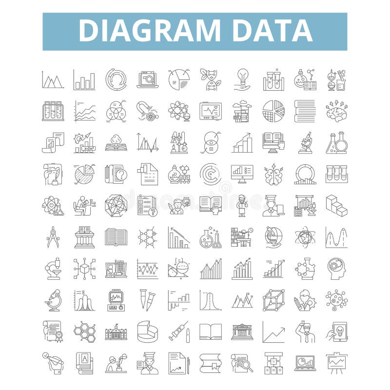 Diagram Data Icons, Line Symbols, Web Signs, Vector Set, Isolated ...
