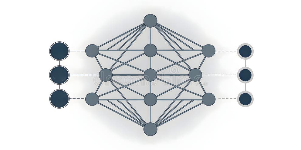 Complex Neural Network Visualization Interconnected Nodes Illustrate Advanced Data Processing ...