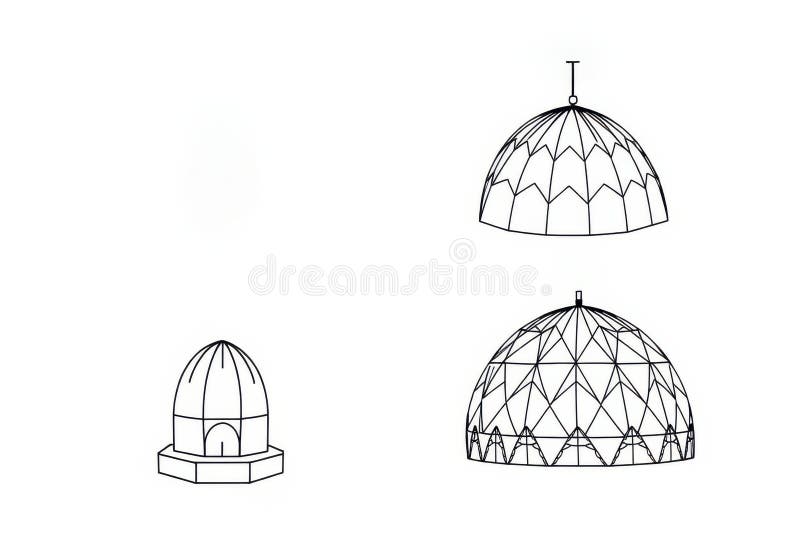Diagram of Dome Structures Featuring Line Art Representations of Varied ...