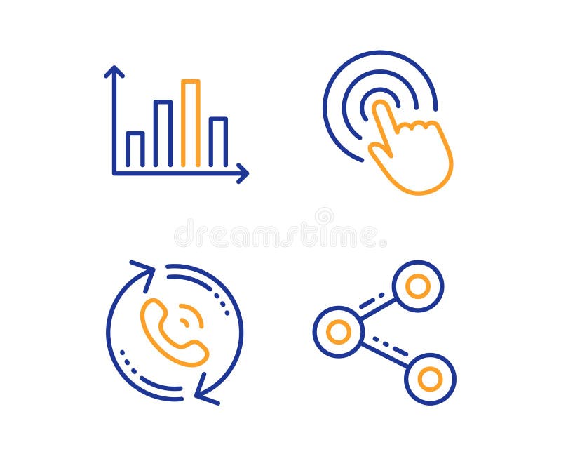 Diagram Graph, Call Center and Click Icons Set. Share Sign ...