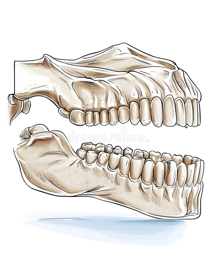 Diagram of Human and Crocodile Jaws Comparison Stock Illustration ...