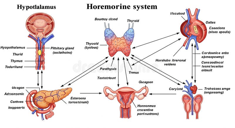 Diagram of the Human Endocrine System Showcasing Various Glands and ...