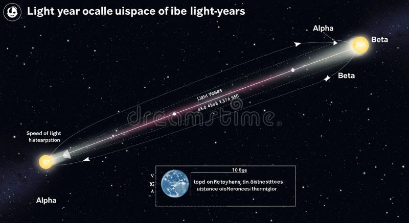 Diagram Illustrates the Concept of Light-years in Space. Two Points ...